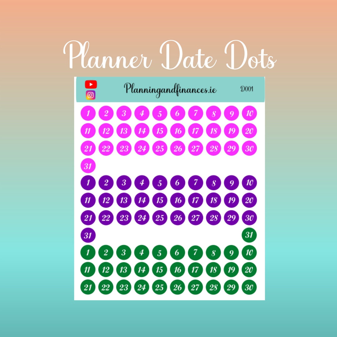Planner Date Dots Stickers \ Removeable Matt Planner Stickers / Monthly ...