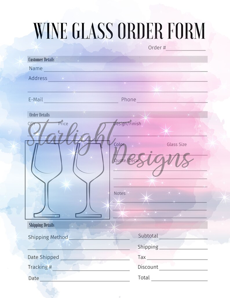 Order Form and Expense Tracker PDF for Tumblers Shirts Mugs Signs for ...