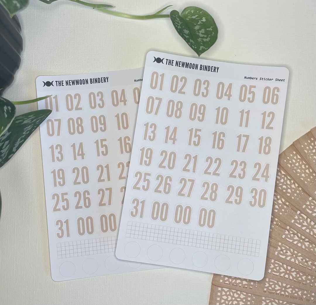 Numbers Sticker Sheet Stationary Sticker Sheet Aesthetic - Etsy