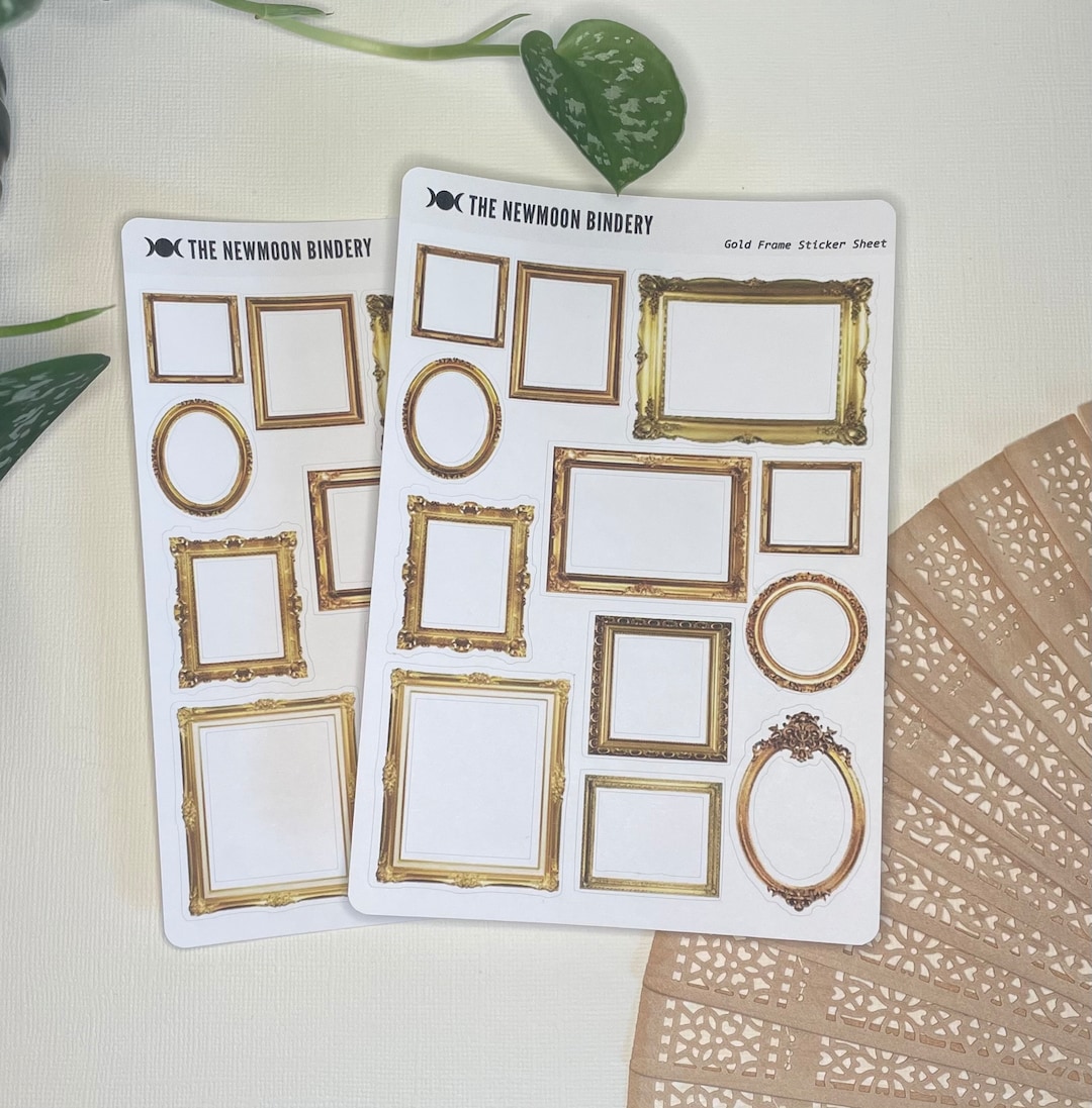 Gold Frame Sticker Sheet, Planner Stickers, Magic Stickers, Picture ...