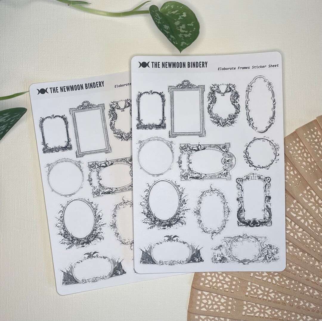 Elaborate Frame Sticker Sheet, Planner Stickers, Black and White, BUJO ...
