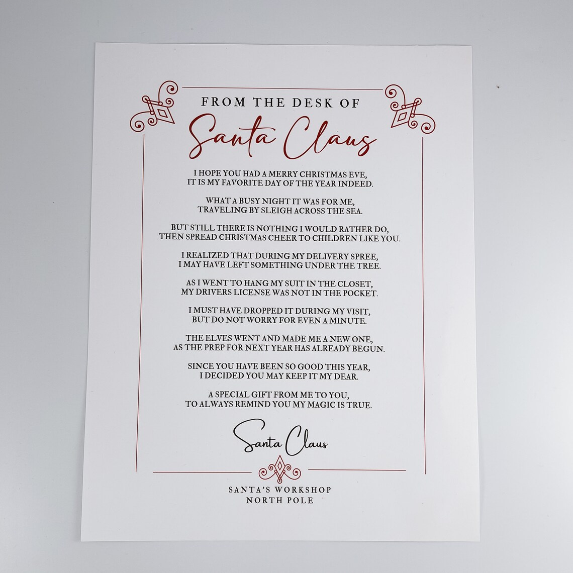 Santa's License + Letter | Lost Driving License + Poem | Santa Lost ID ...