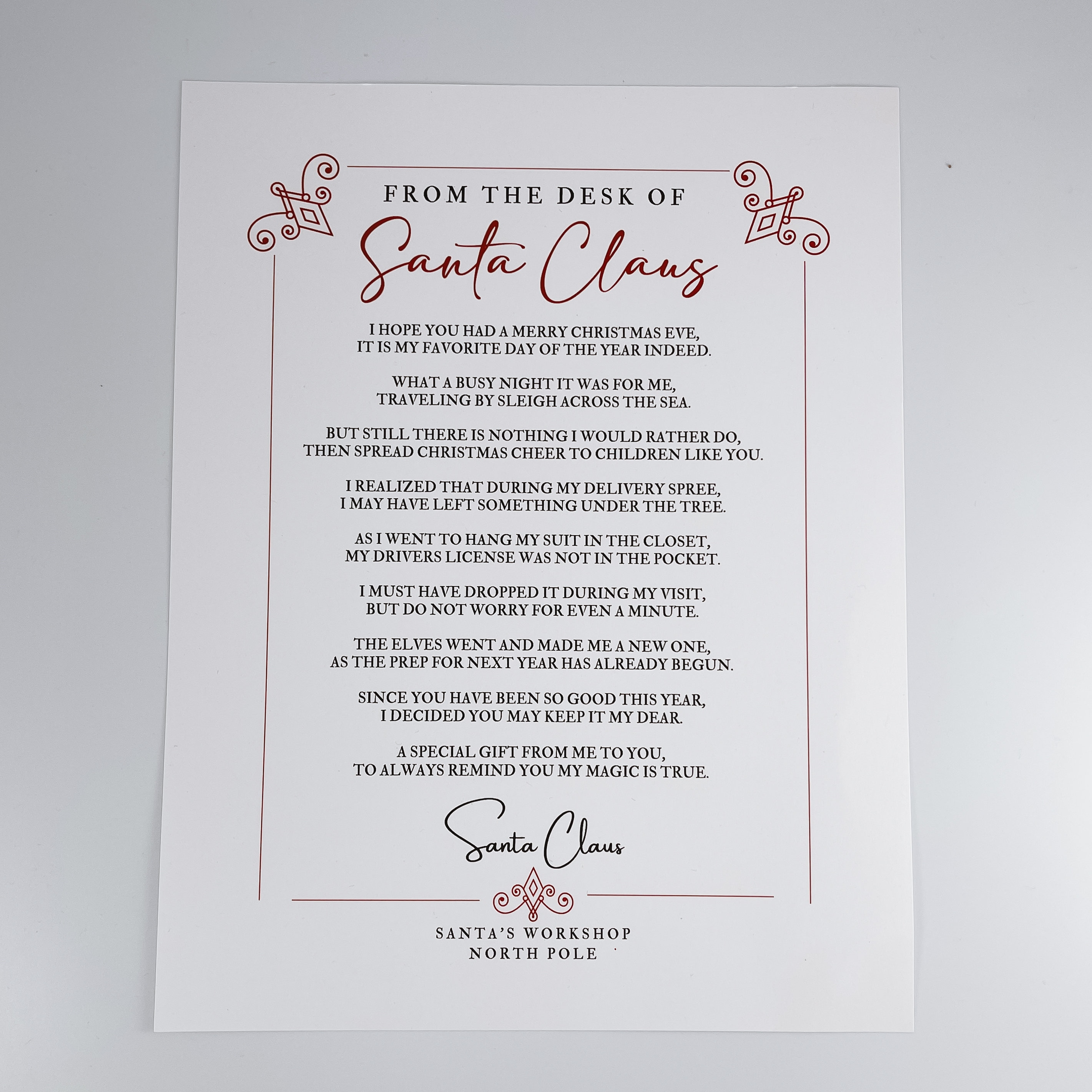 Santa's License + Letter | Lost Driving License + Poem | Santa Lost ID ...