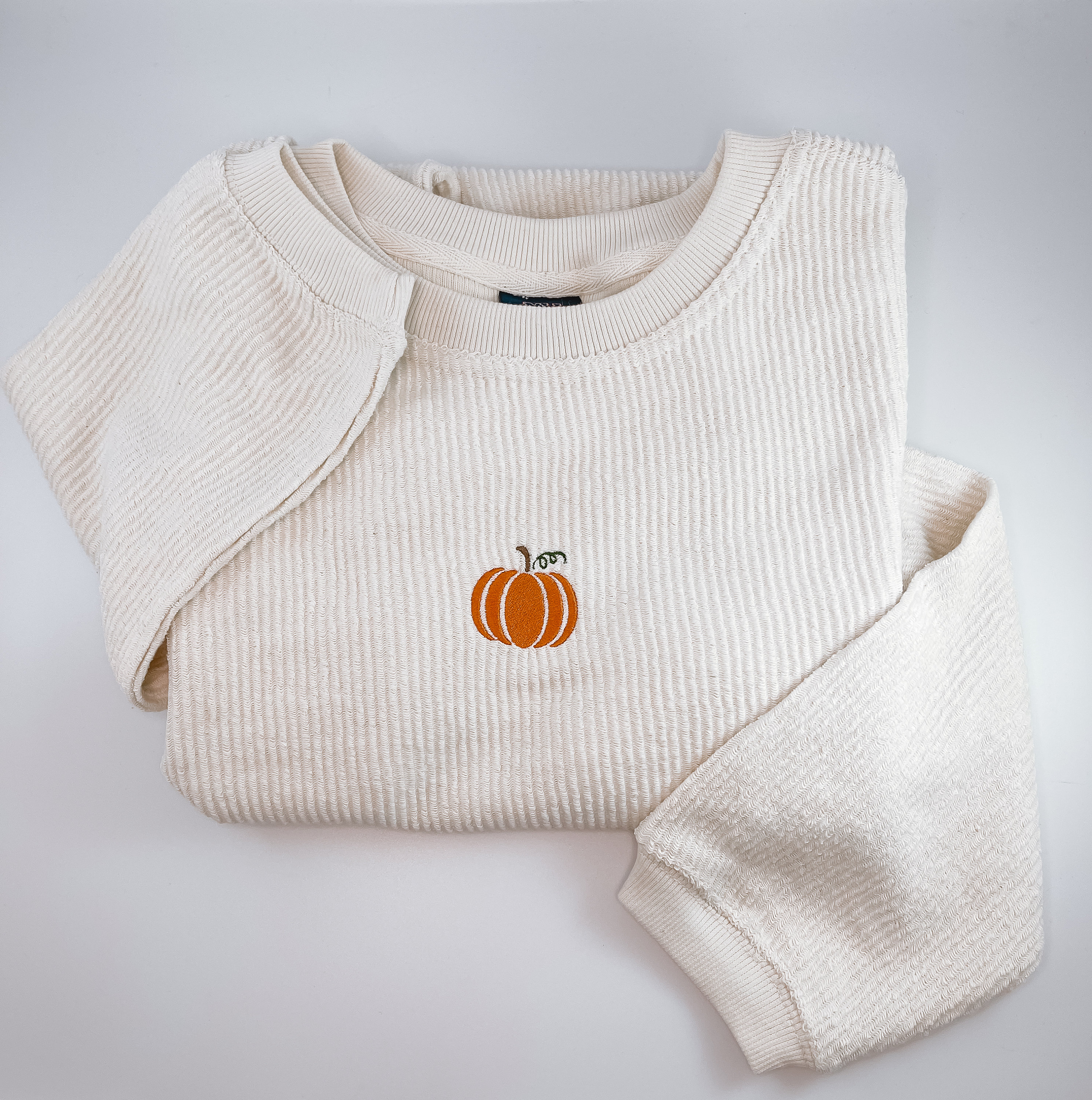Pumpkin Corduroy Crewneck | Fall Corded Crewneck | Embroidered ...