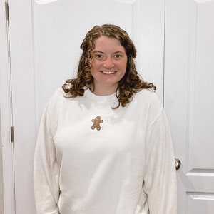 Gingerbread Corduroy Crewneck | Christmas Corded Crewneck | Embroidered ...