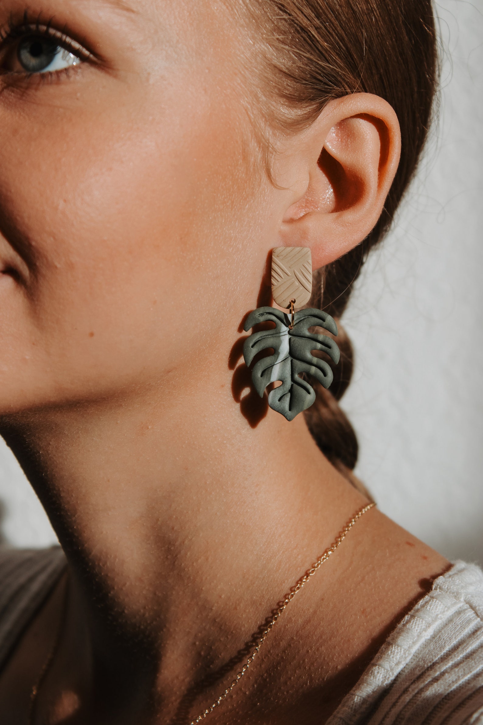 Variegated Monstera Earrings, Polymer Clay Earrings, Plant Mom Gift ...