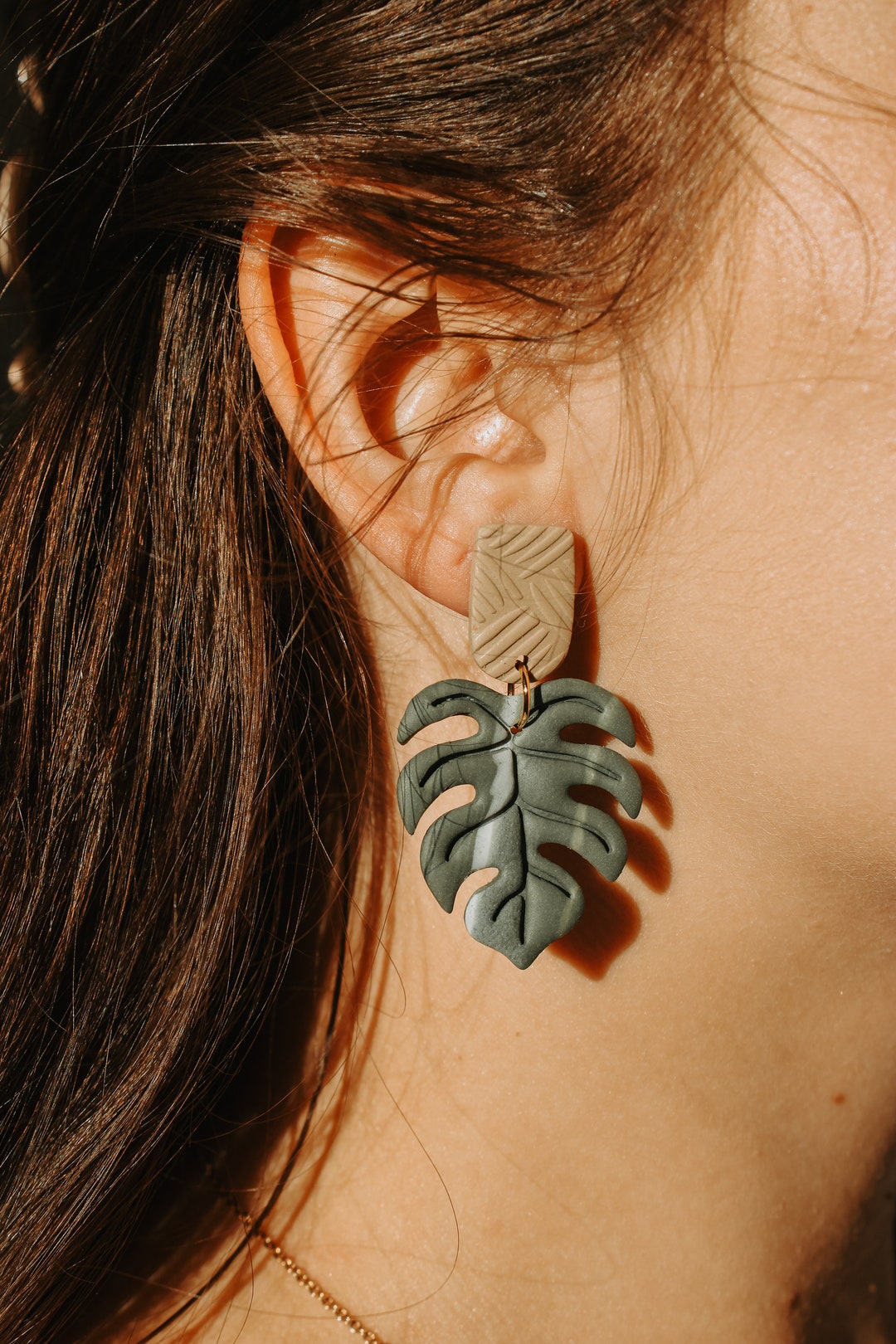 Variegated Monstera Earrings, Polymer Clay Earrings, Plant Mom Gift ...