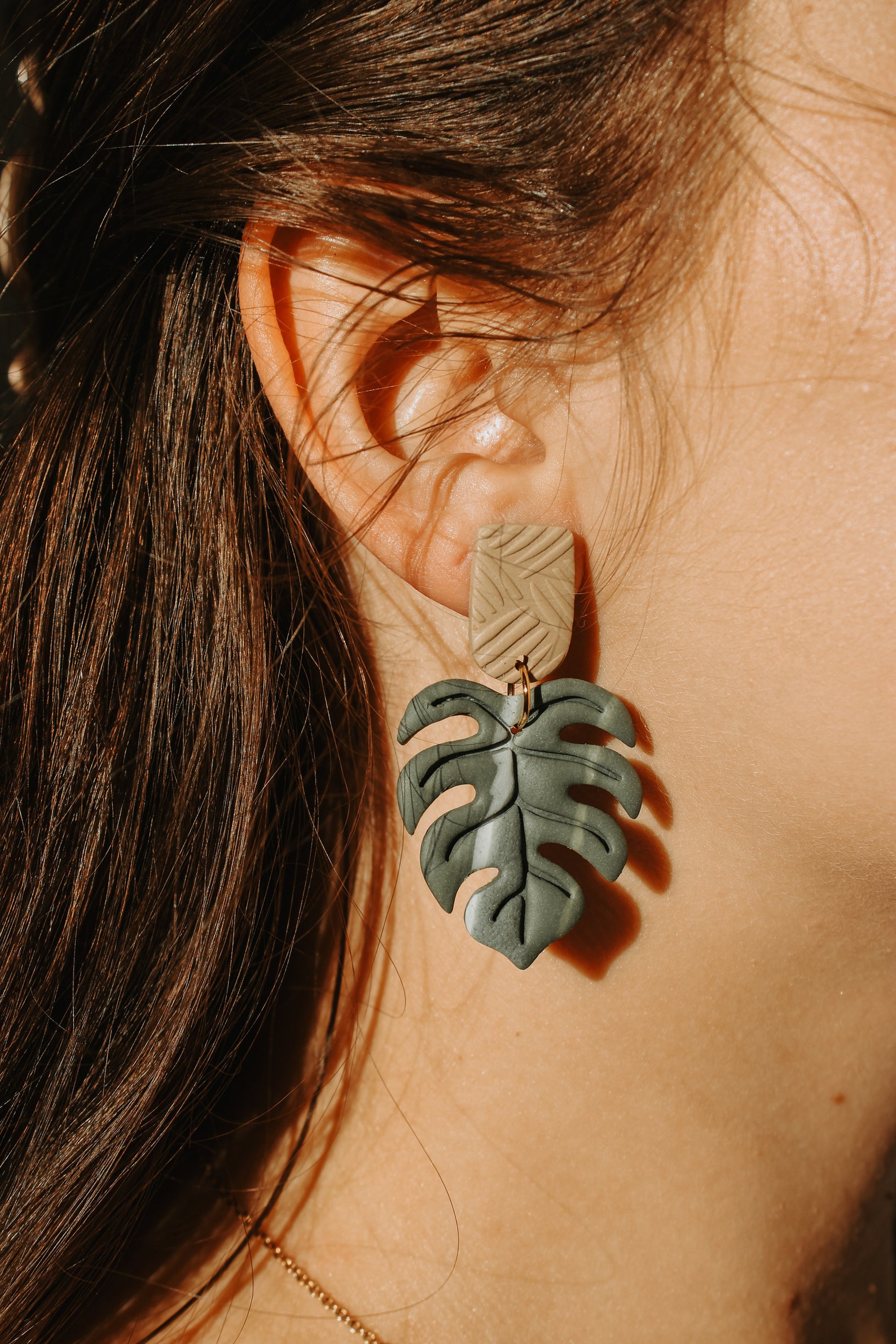 Variegated Monstera Earrings, Polymer Clay Earrings, Plant Mom Gift ...