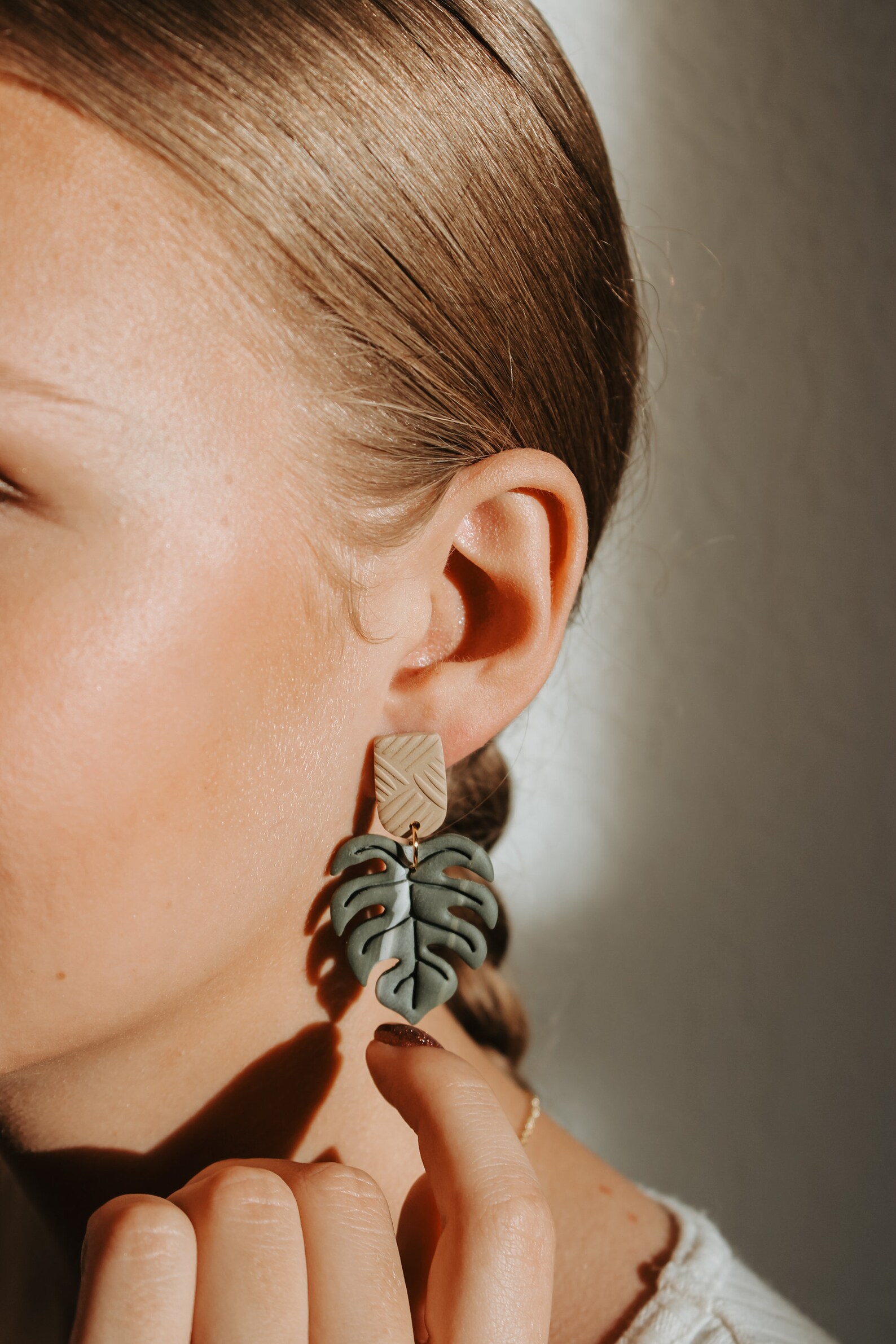 Variegated Monstera Earrings, Polymer Clay Earrings, Plant Mom Gift ...