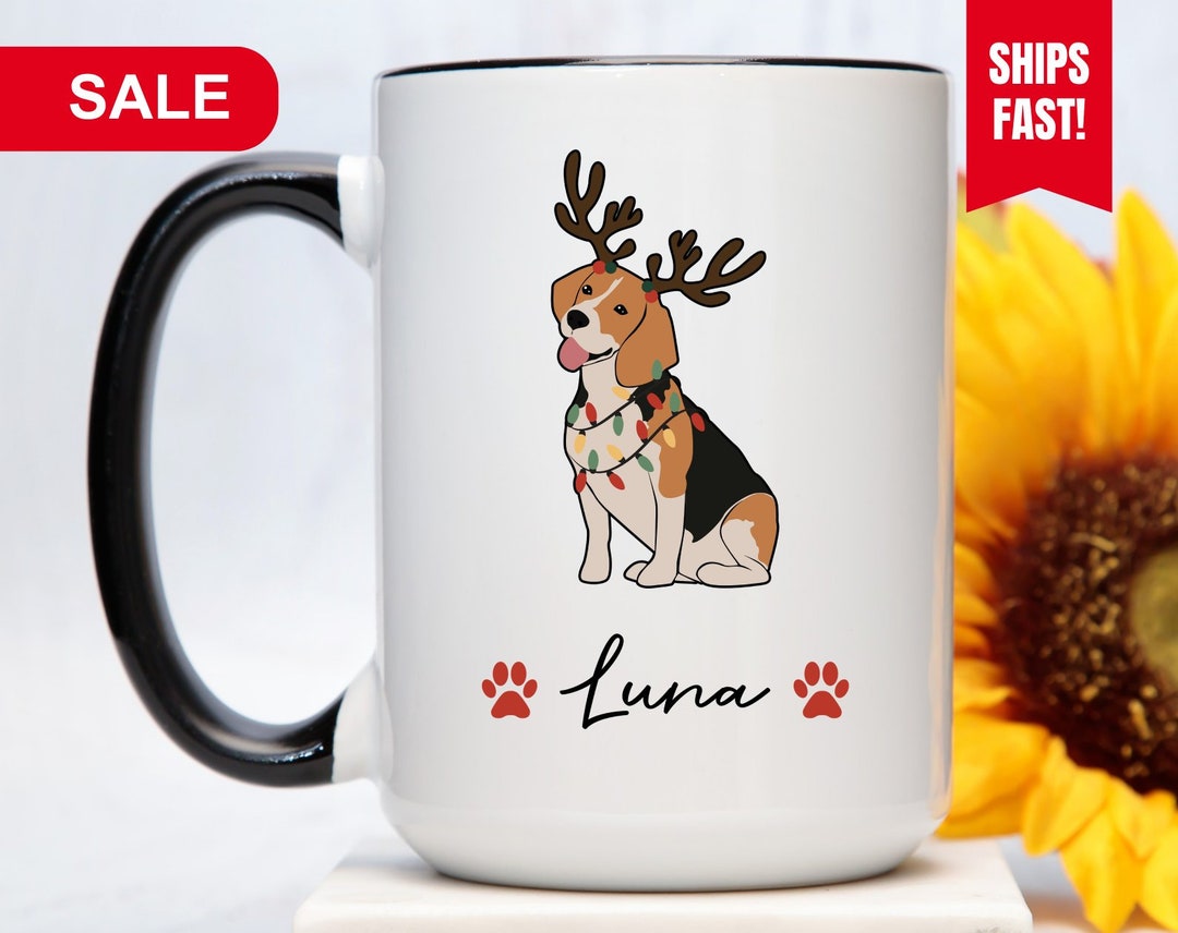Christmas Beagle Mug Personalized, Christmas Beagle Gift, Beagle Lover ...