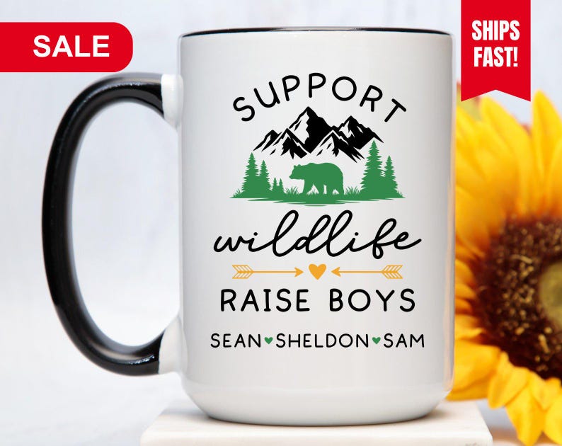 Personalized Boy Mom Coffee Mug: Support Wildlife Gift - Etsy