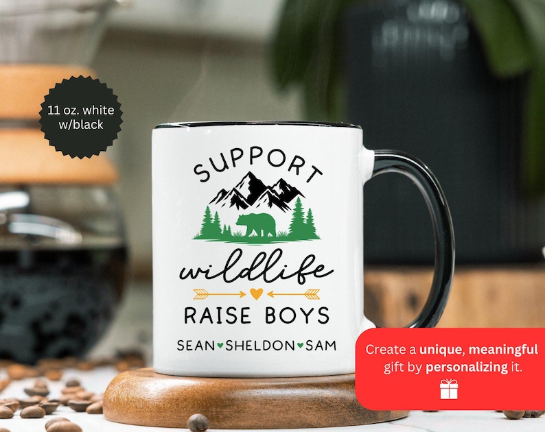 Personalized Boy Mom Coffee Mug: Support Wildlife Gift - Etsy
