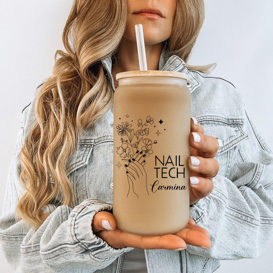 Nail Tech Gift, Custom Nail Tech Glass Tumbler, Nail Technician Gift ...