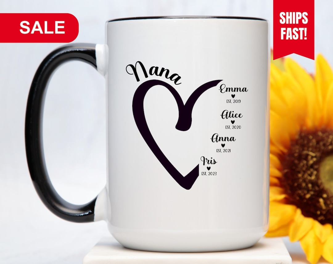 Personalized Nana Coffee Mug, Nana Gift With Kids Names, Nana Est ...
