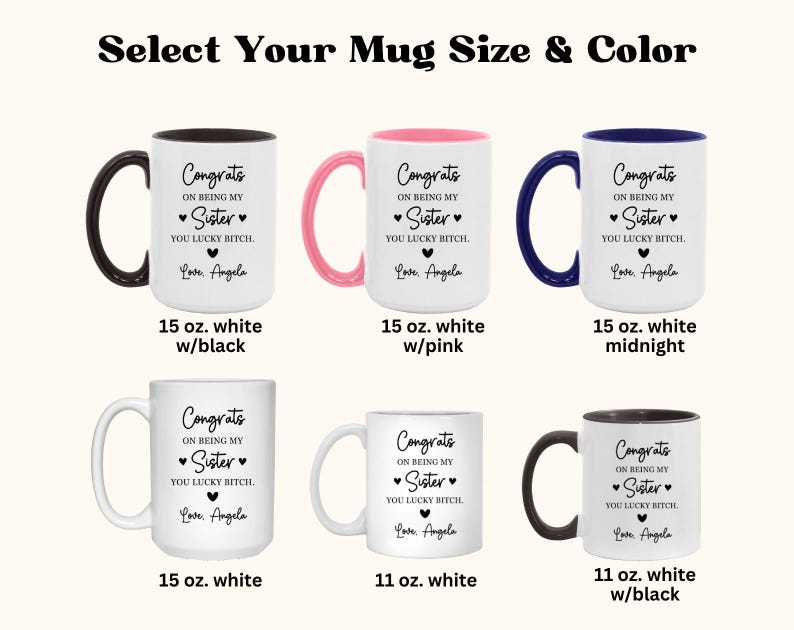 Sister Mug, Congrats on Being My Sister Mug, Custom Sister Coffee Cup ...