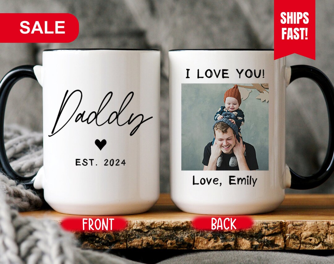 Personalized Daddy Photo Mug, Picture Coffee Daddy Mug, Father's Day ...