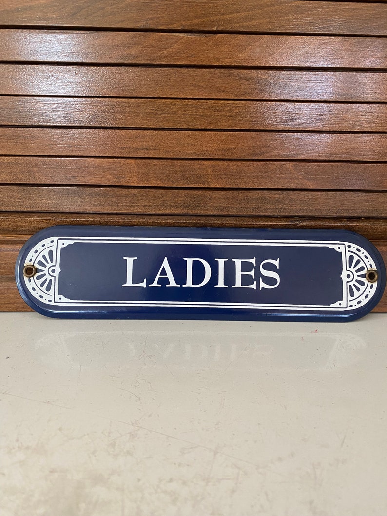 Blue & White Enamel ladies Room Sign - Etsy