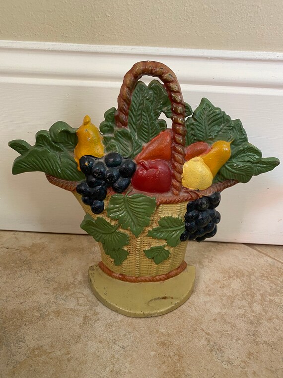 Cast Iron Handled Fruit Basket Door Stop - Etsy