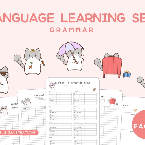 Language Learning Set Vocabulary Focused Cute Printable - Etsy