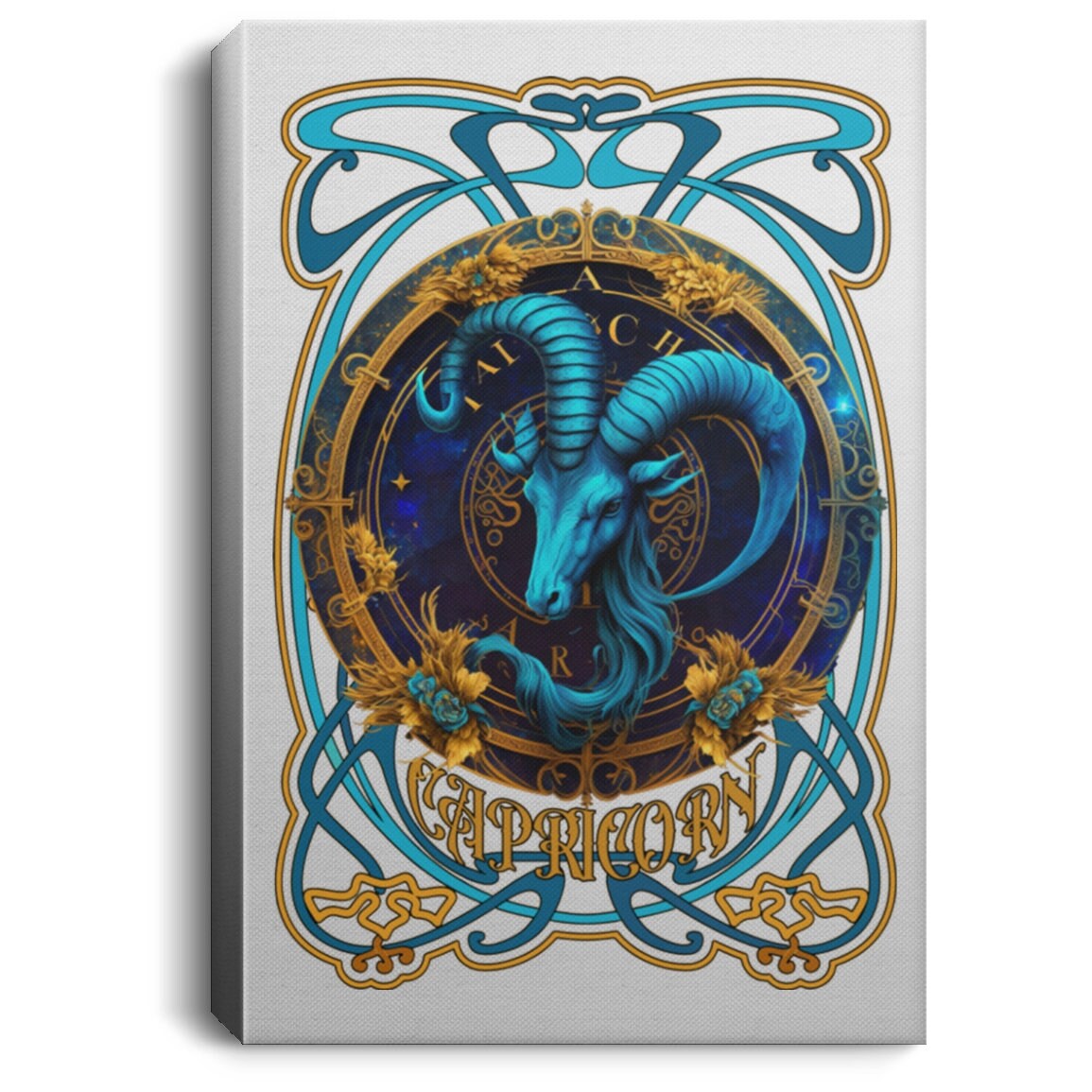 Art Nouveau Capricorn Portrait Canvas, Zodiac Art for Livingroom ...