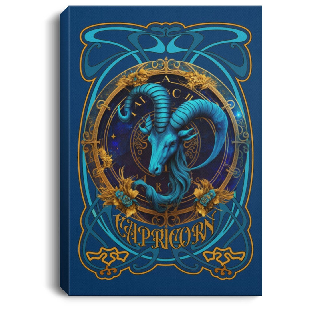 Art Nouveau Capricorn Portrait Canvas, Zodiac Art for Livingroom ...