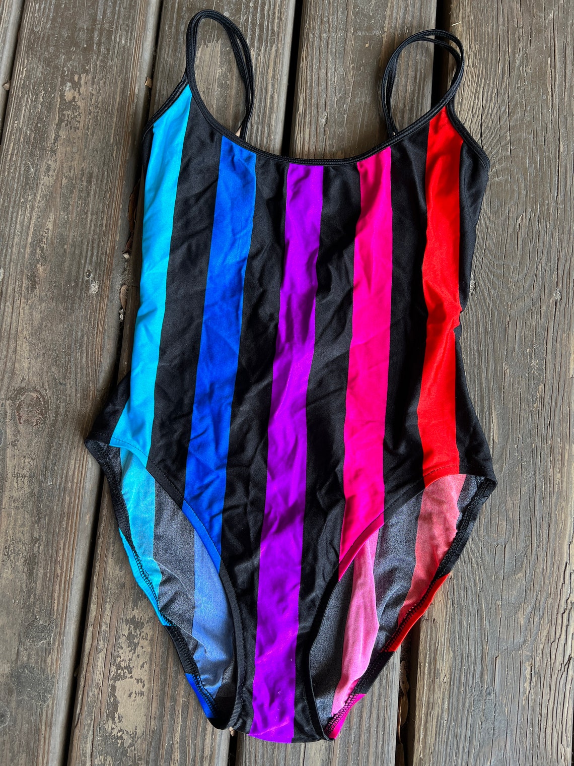 70s/80s Vintage Sassafras Swimwear Rainbow Striped One Piece Swimsuit ...