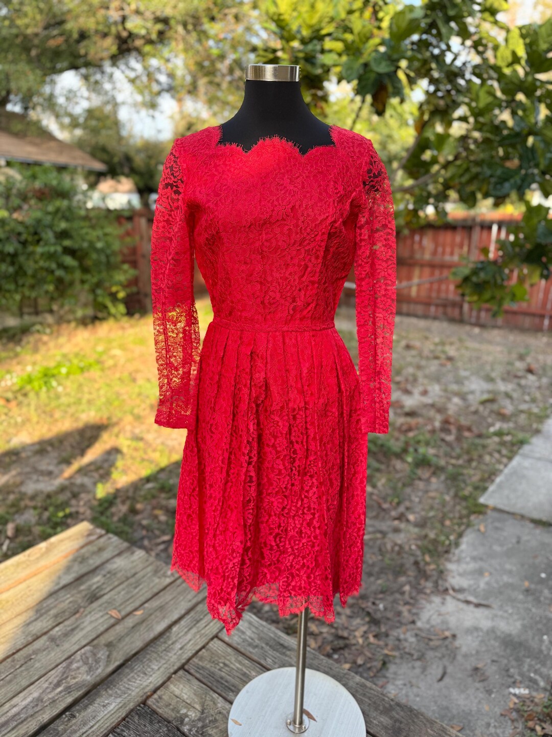 1960s Vintage Handmade Red Lace Cocktail Dress - Etsy