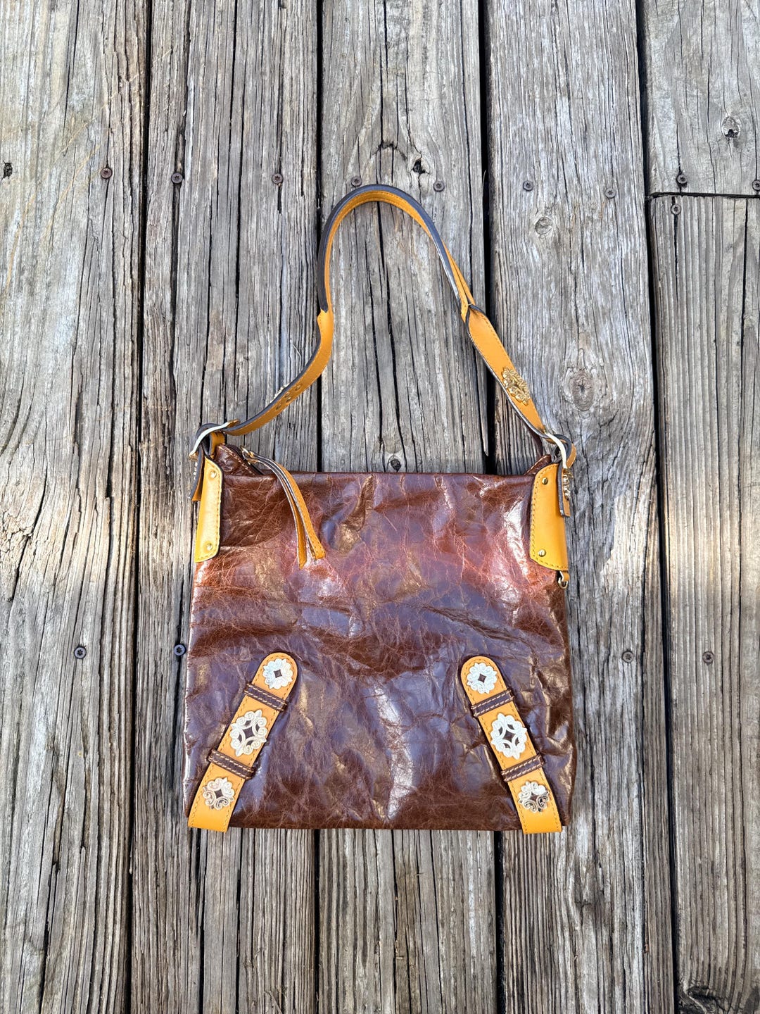 Vintage 90s Hype Genuine Leather Gold Detail Shoulder Bag Purse - Etsy