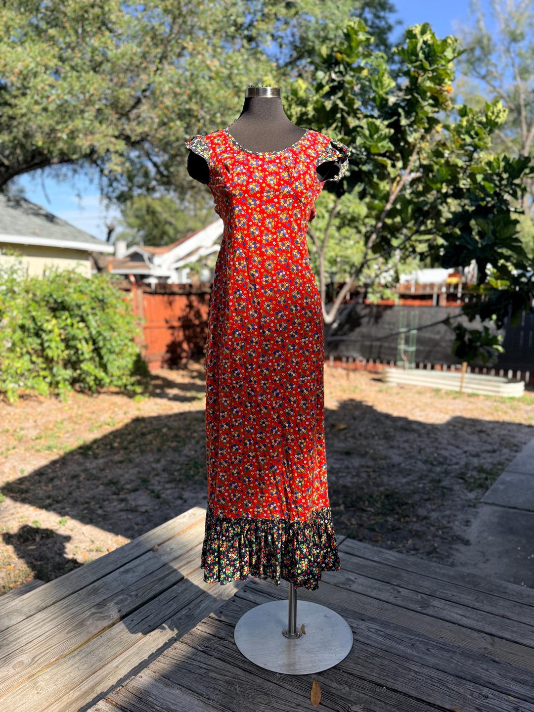 1970s Sears Jr. Bazaar Floral Praire Maxi Dress - Etsy