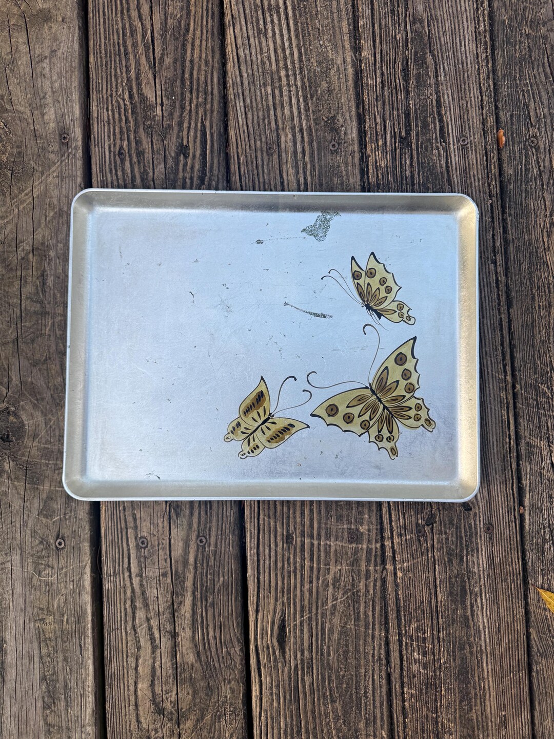 60s/70s Silver Leaf Butterfly Serving Tray Decor - Etsy