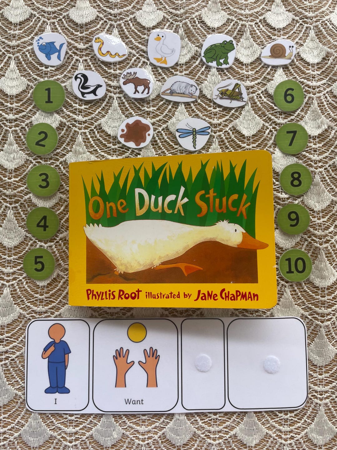 One Duck Stuck Book With Velcro Numbers and Characters | Speech Therapy ...