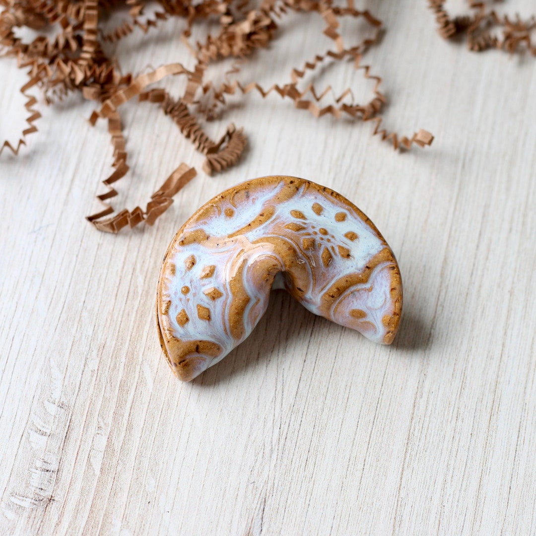 Ceramic Fortune Cookie: Honey White Quatrefoil Keepsake Gift - Etsy
