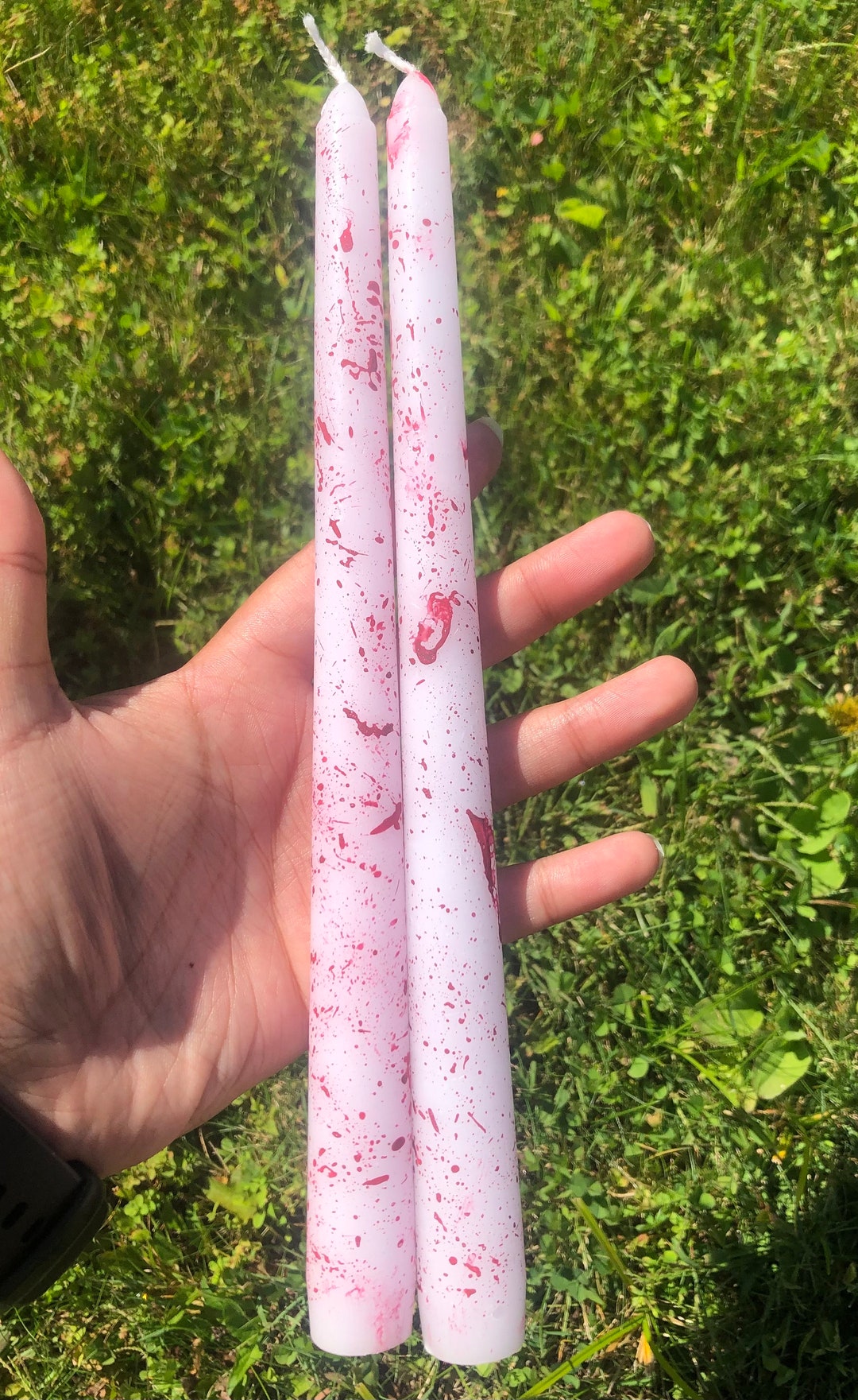 Painted Taper Candles, Blood Splatter Candles, Halloween Decorations ...