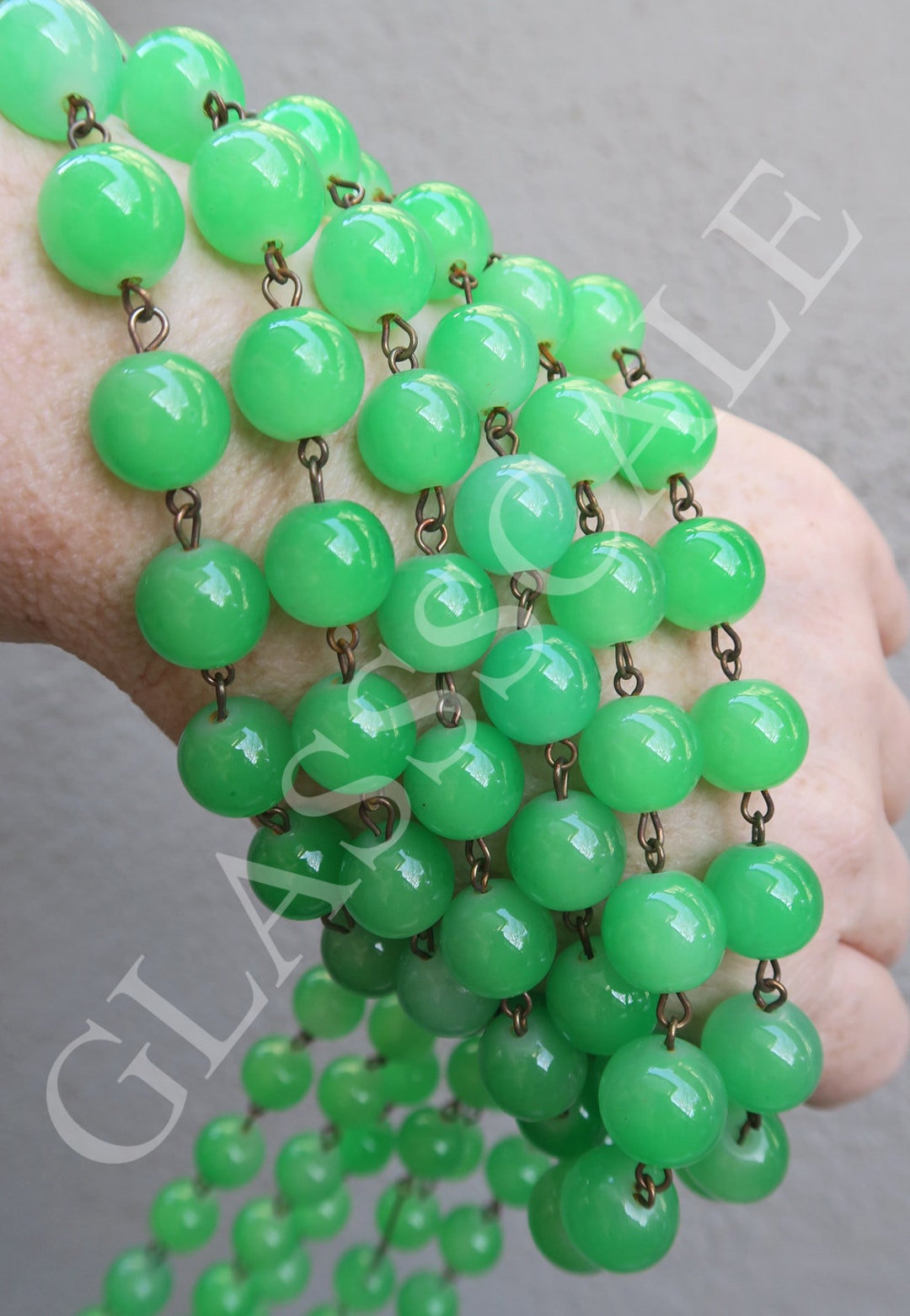 12" Glass 12mm Bead Prism Chain Part Opaline Brass Lamp Chandelier ...