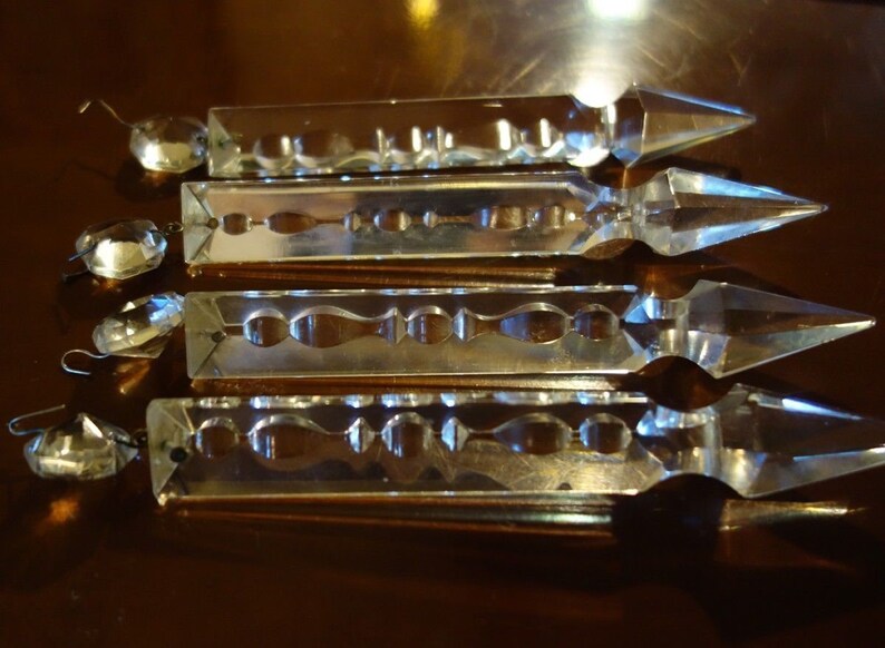 1 Antique 6 Prism Alone Vintage Crystal Glass Gothic Spear Prism ...