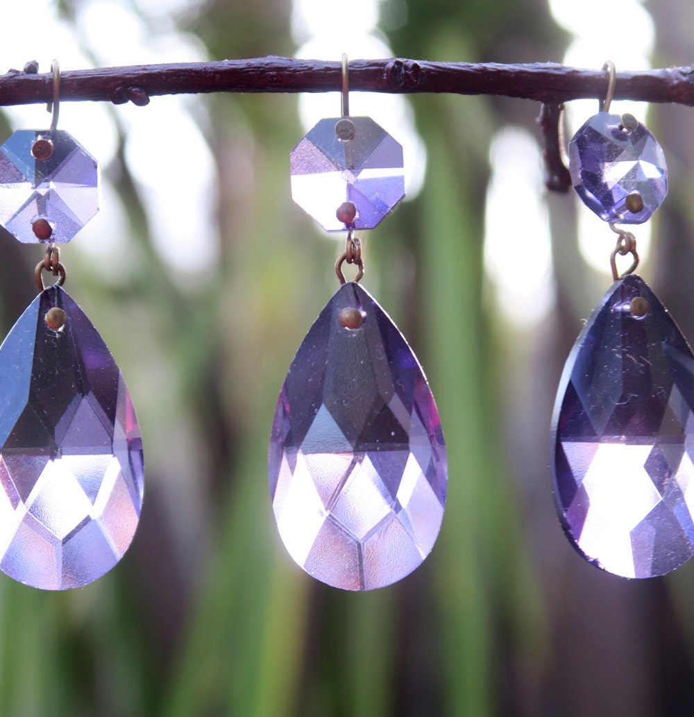 10 Purple Amethyst Glass Crystal Prism Lamp Chandelier Part Suncatcher ...