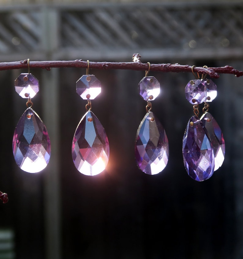 10 Purple Amethyst Glass Crystal Prism Lamp Chandelier Part Suncatcher ...