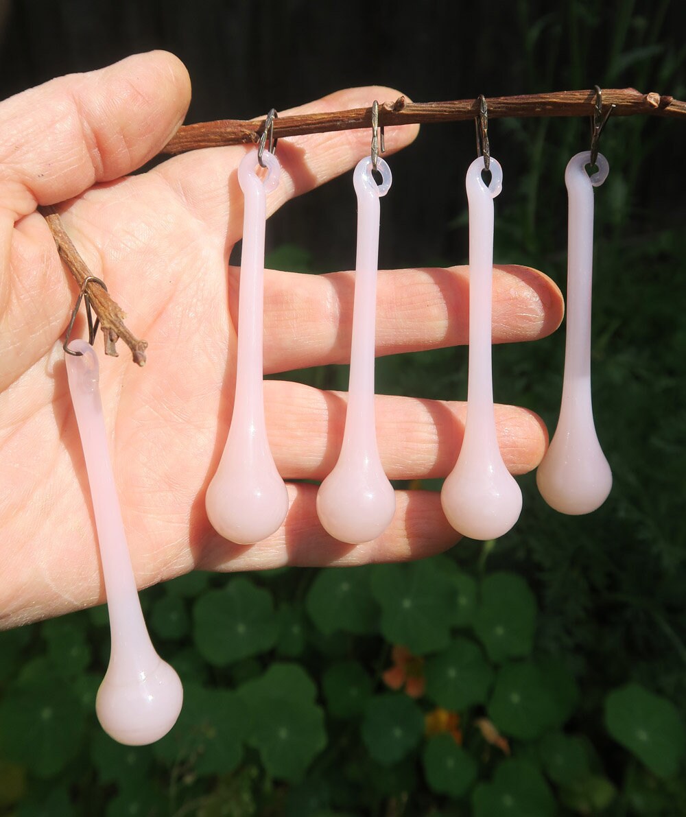 10 Rare Art Real Glass Crystal Prism Pink Rose Opaline Lamp - Etsy