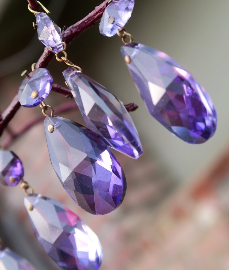 10 Purple Amethyst Glass Crystal Prism Lamp Chandelier Part Suncatcher ...