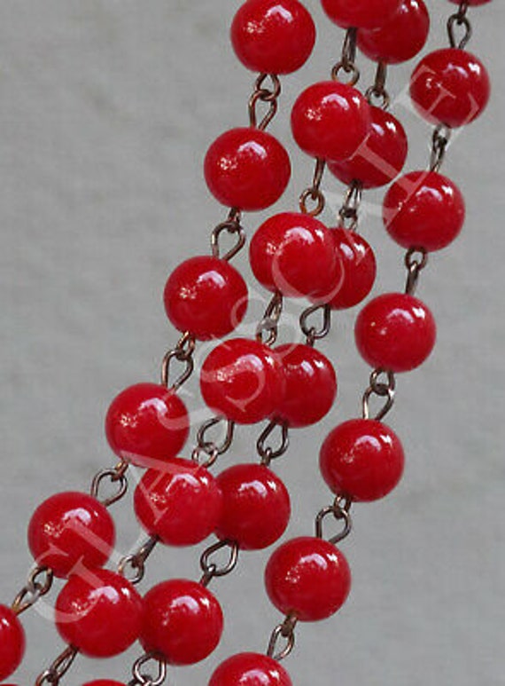 12" Glass 10Mm Bead Prism Strand Part Ruby Red Opali… - Gem