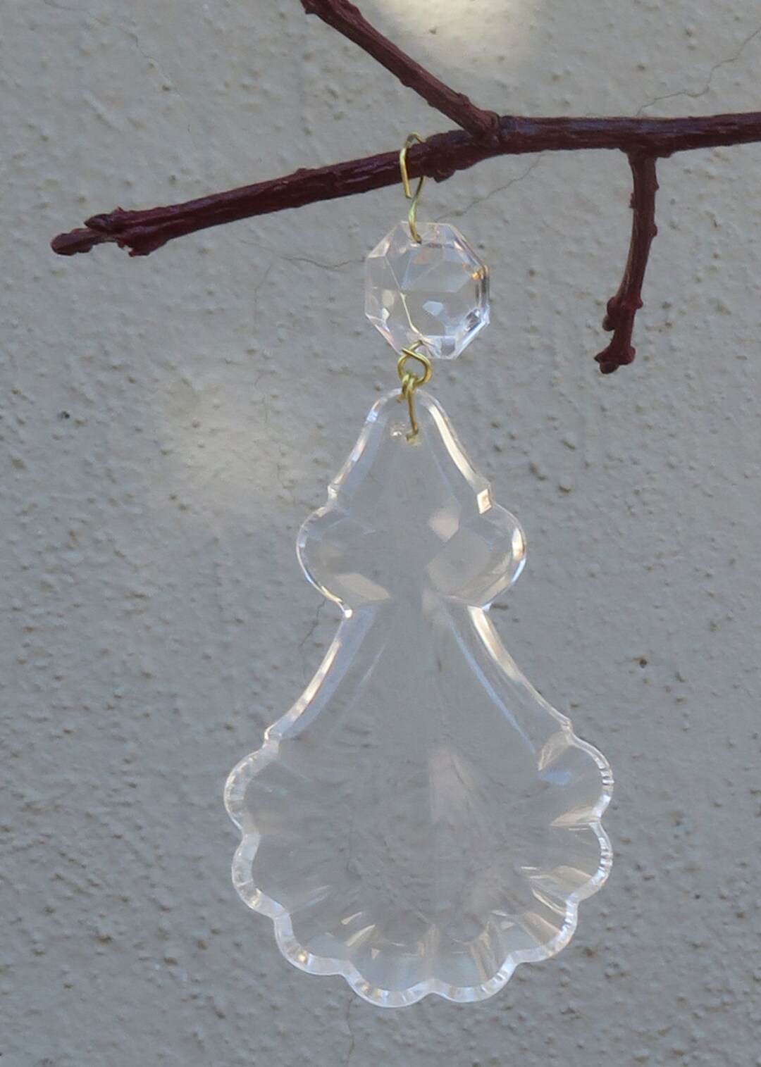 1 Vintage 3" French Leaf Pendalogue Bead Crystal Glass Prism Lamp ...