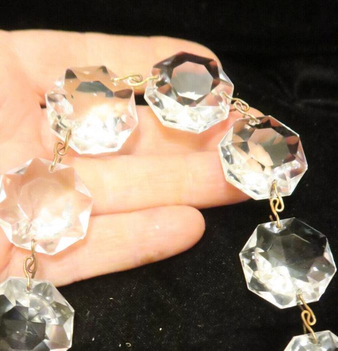 10 Lg Octagon 24mm Vintage Crystal Glass Prism Lamp Chandelier Italy ...