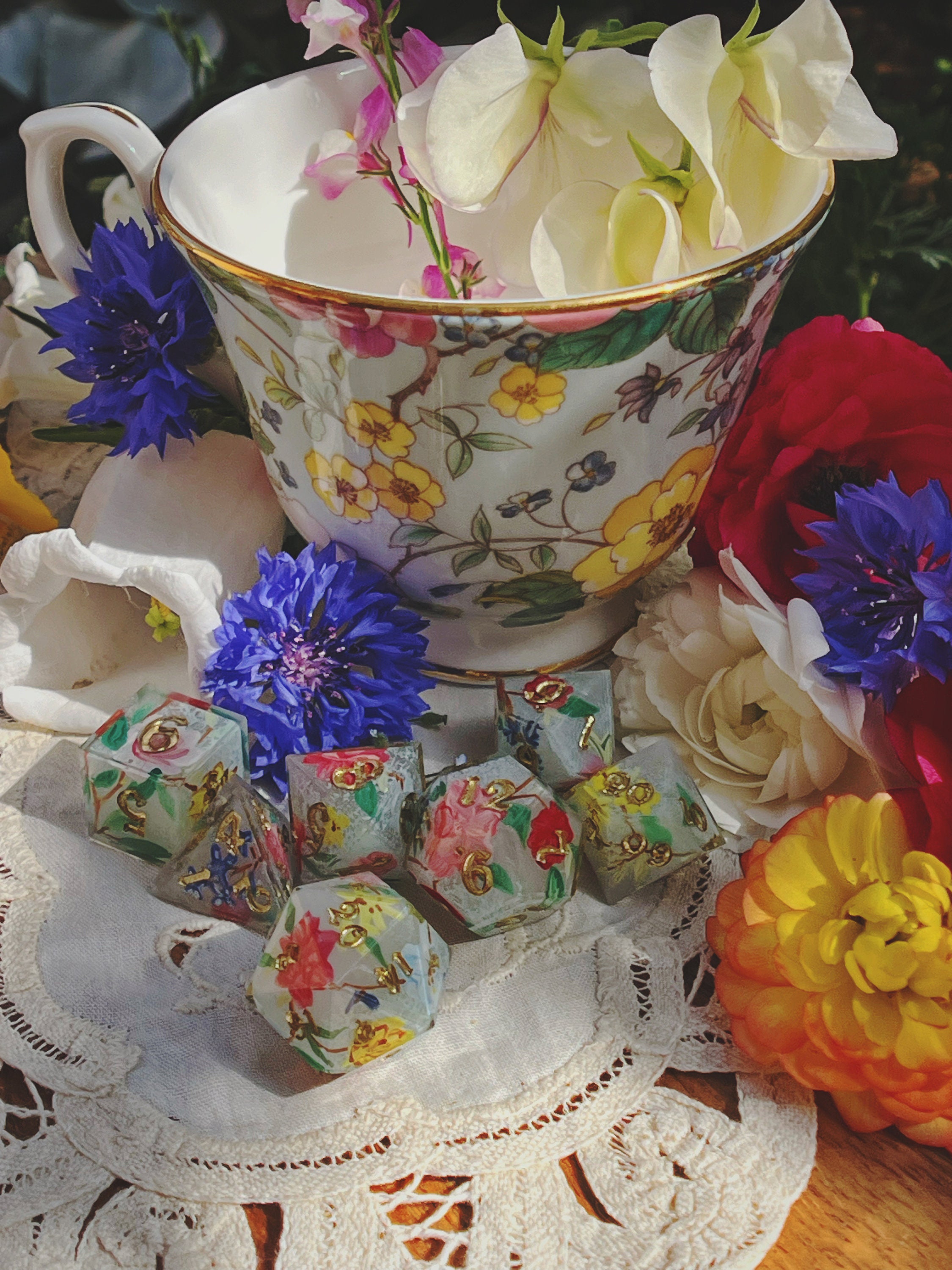 Wild Flower Custom DND Dice to Matching Teacup - Etsy