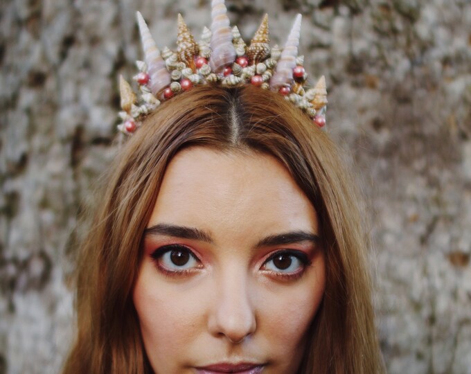 Seashell Tiara With Pink Pearls Mermaid Crown Halloween - Etsy