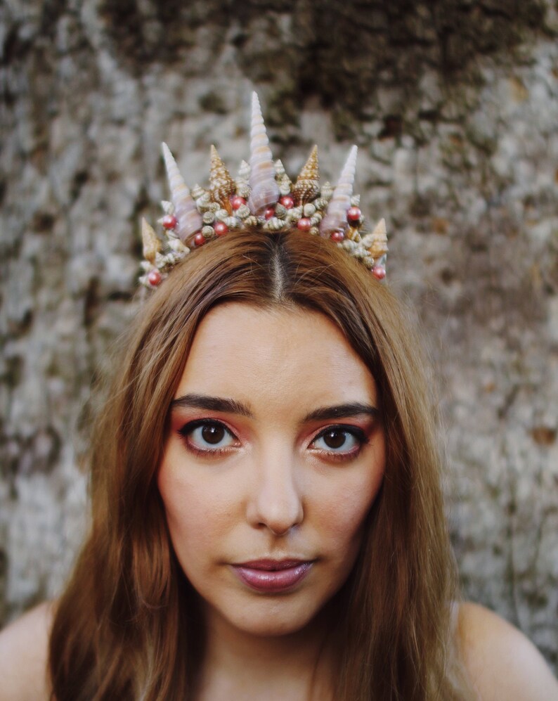 Seashell Tiara with Pink Pearls Mermaid Crown Halloween | Etsy