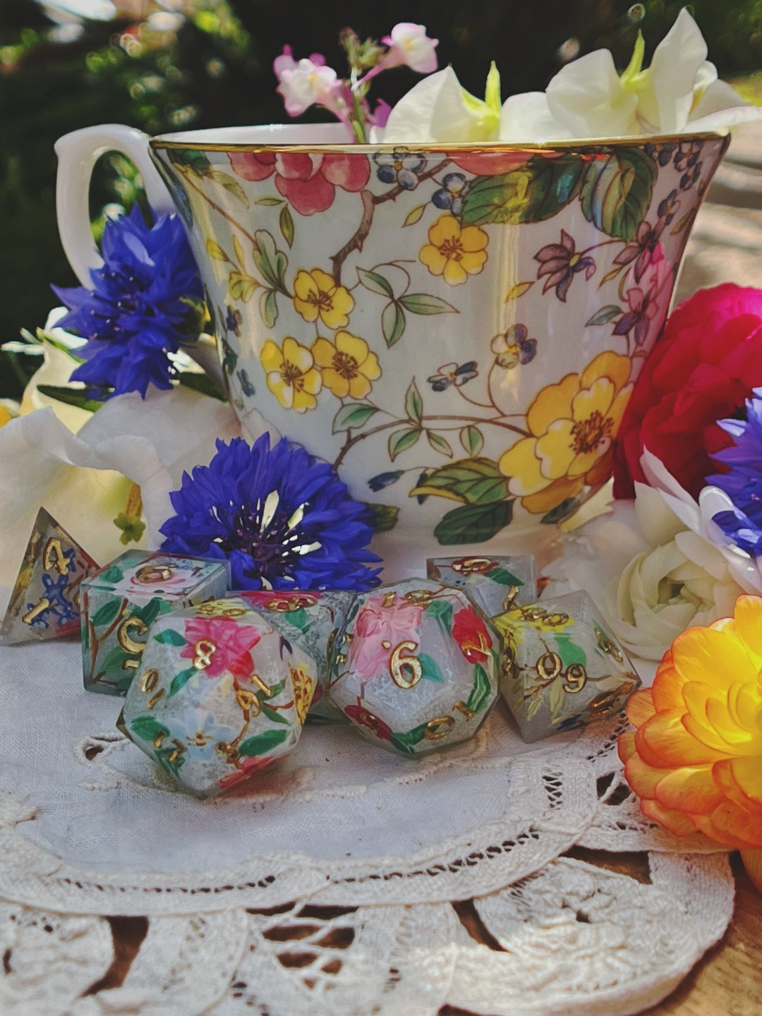 Wild Flower Custom DND Dice to Matching Teacup - Etsy