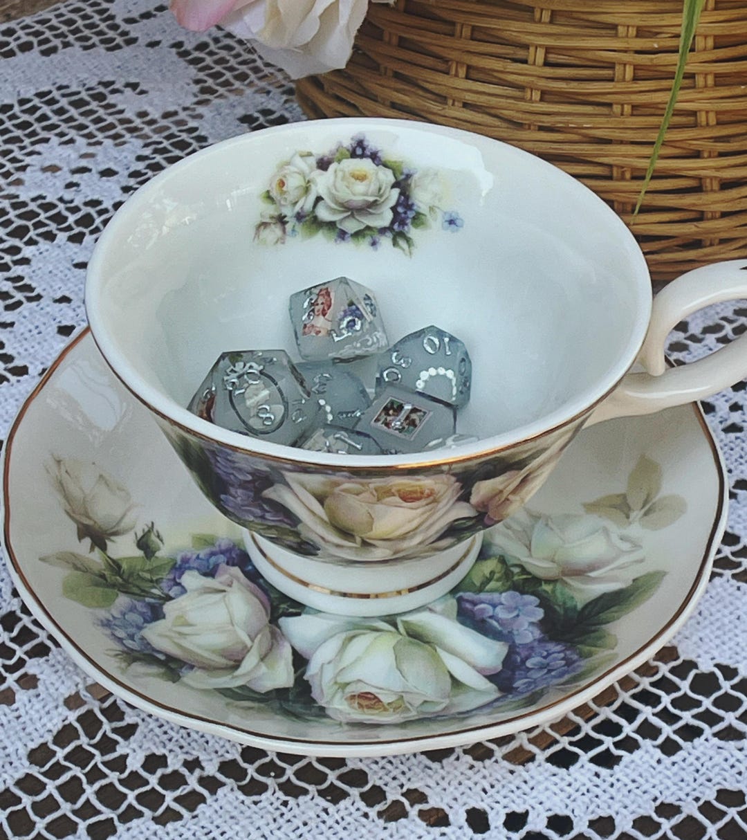 Dungeons and Dragons DND Full Dice Set With Teacup and Saucer for Tea ...