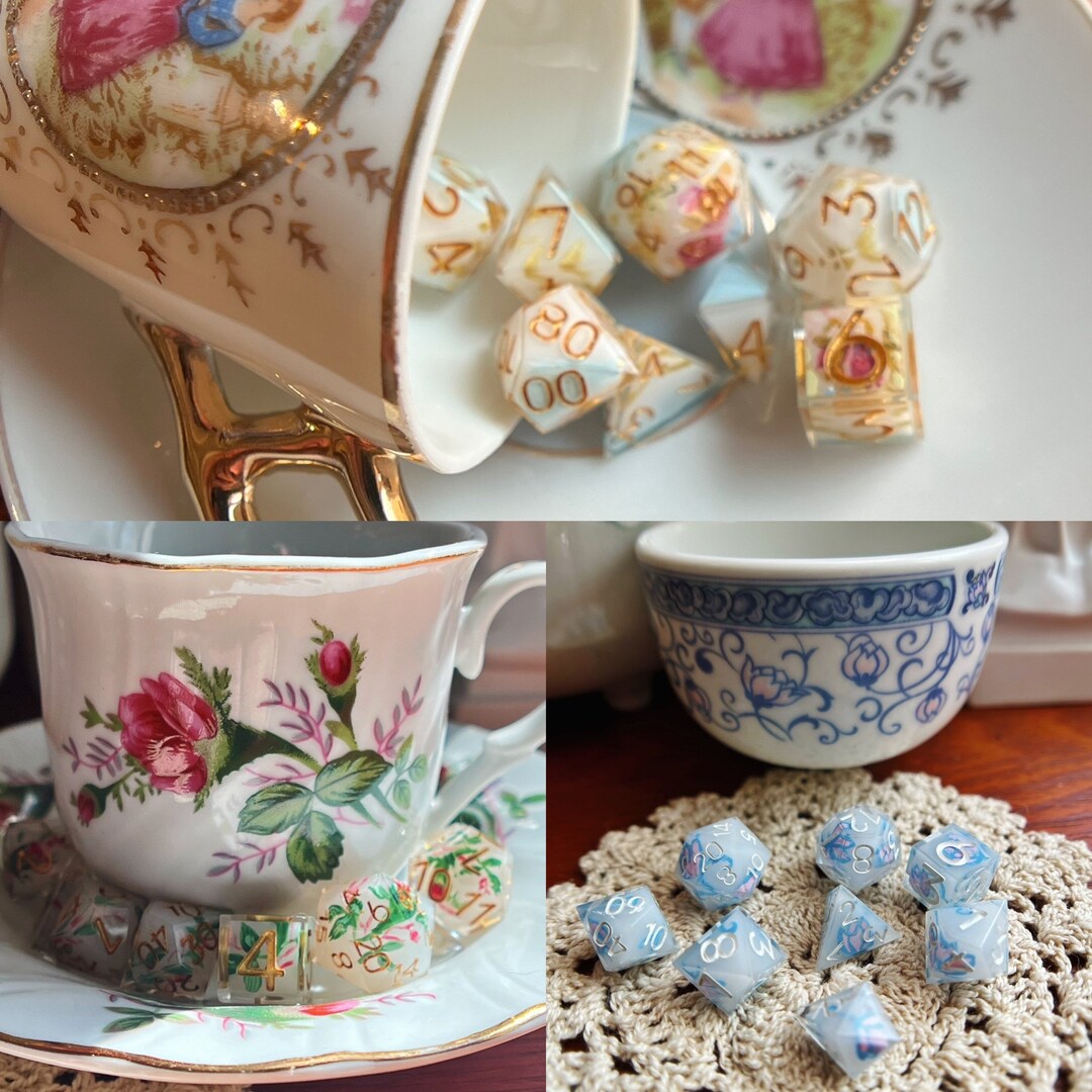 Custom Mini Teacup DND Dice Set - Etsy