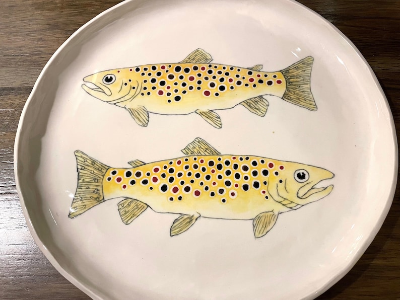 Brown Trout Duo Ceramic Plate - Etsy