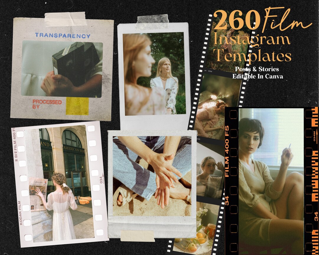 260 FILM OVERLAYS Instagram Post & Reels Templates Media Kit - Etsy UK